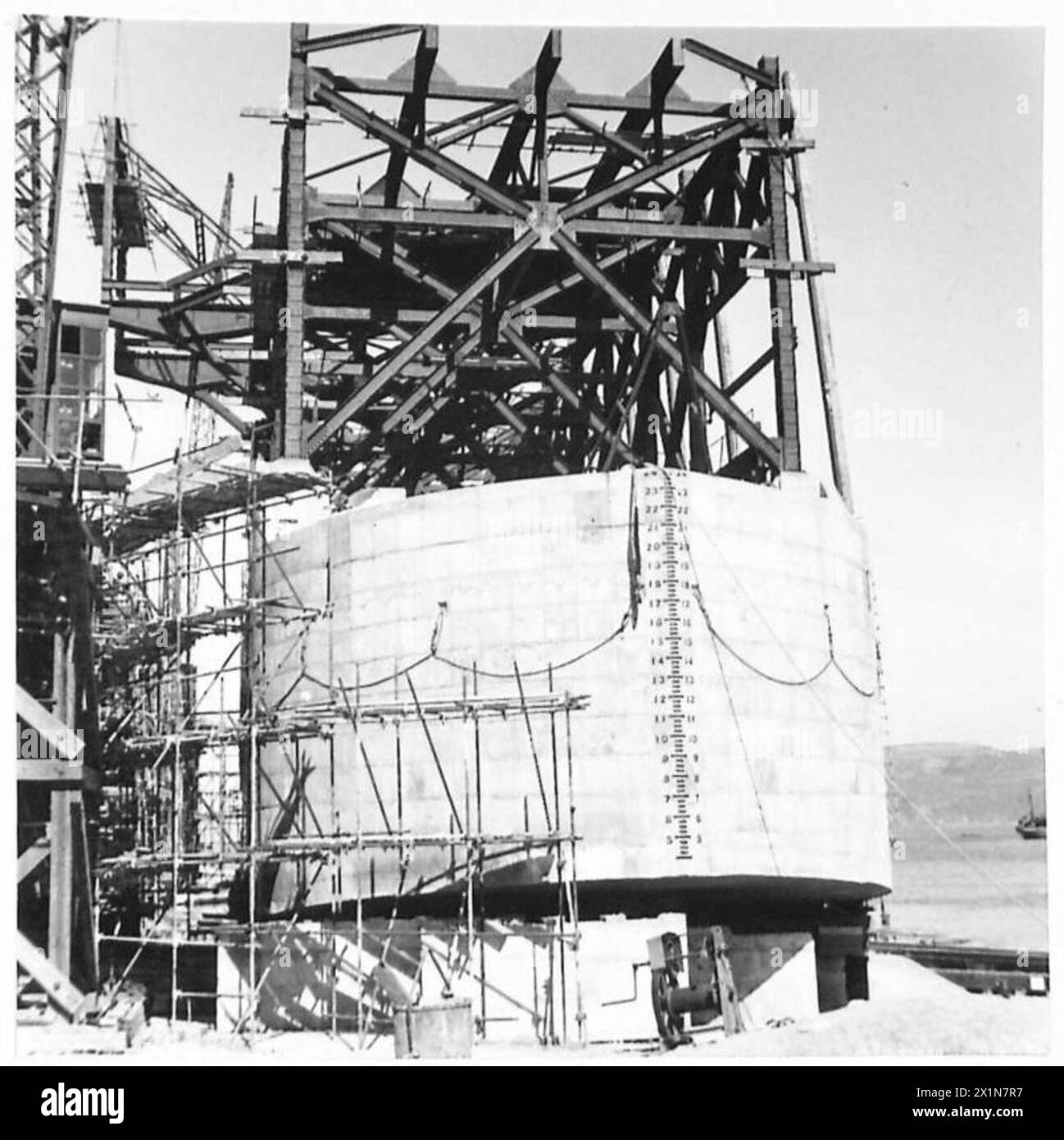 The 'Hippo' No. 1 is shown beginning its descent down slipways during a ...