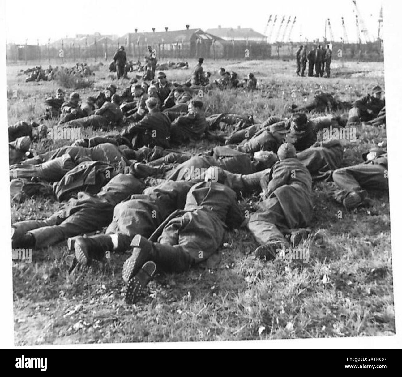 THE FIRST GERMAN PRISONERS - Some of the prisoners awaiting conveyance ...
