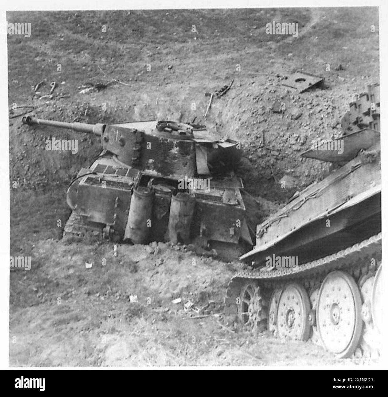 EIGHTH ARMY : VARIOUS - Two Mk V Panther tanks which ran off the road ...