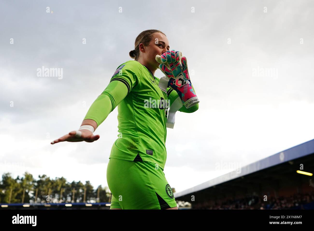 Aston villa goalkeeper anna leat leaves the pitch after being sent off ...