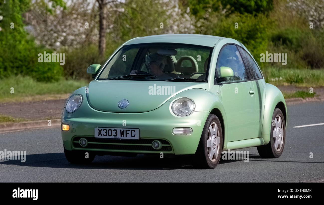 Milton Keynes,UK- Apr 14th 2024: 2001 green Volkswagen Beetle classic ...