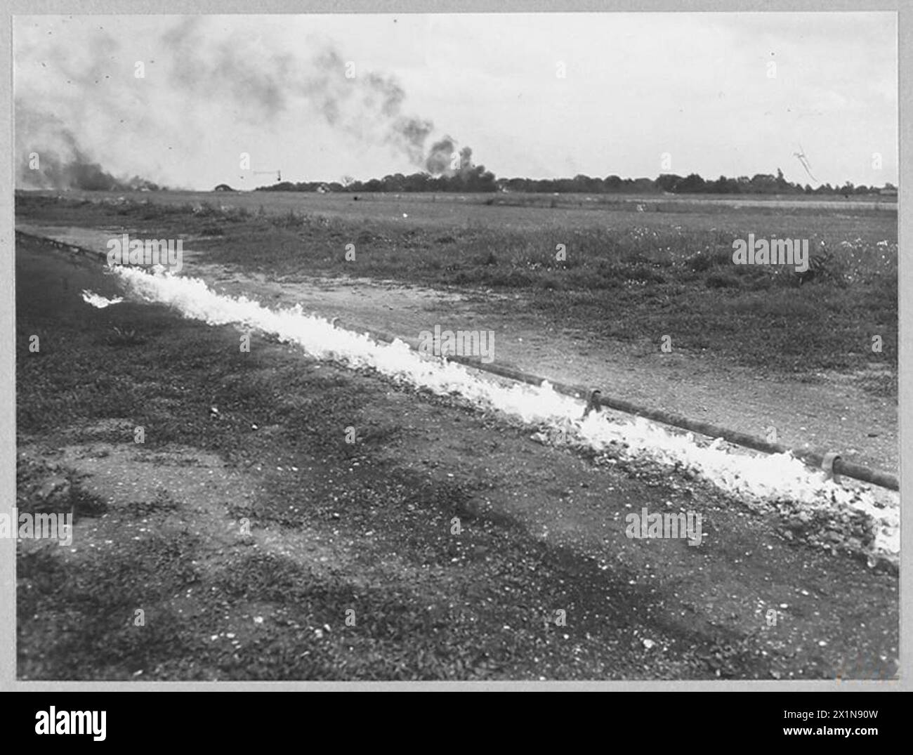 Operation FIDO in 1945 demonstrates fog dispersal with flames along ...