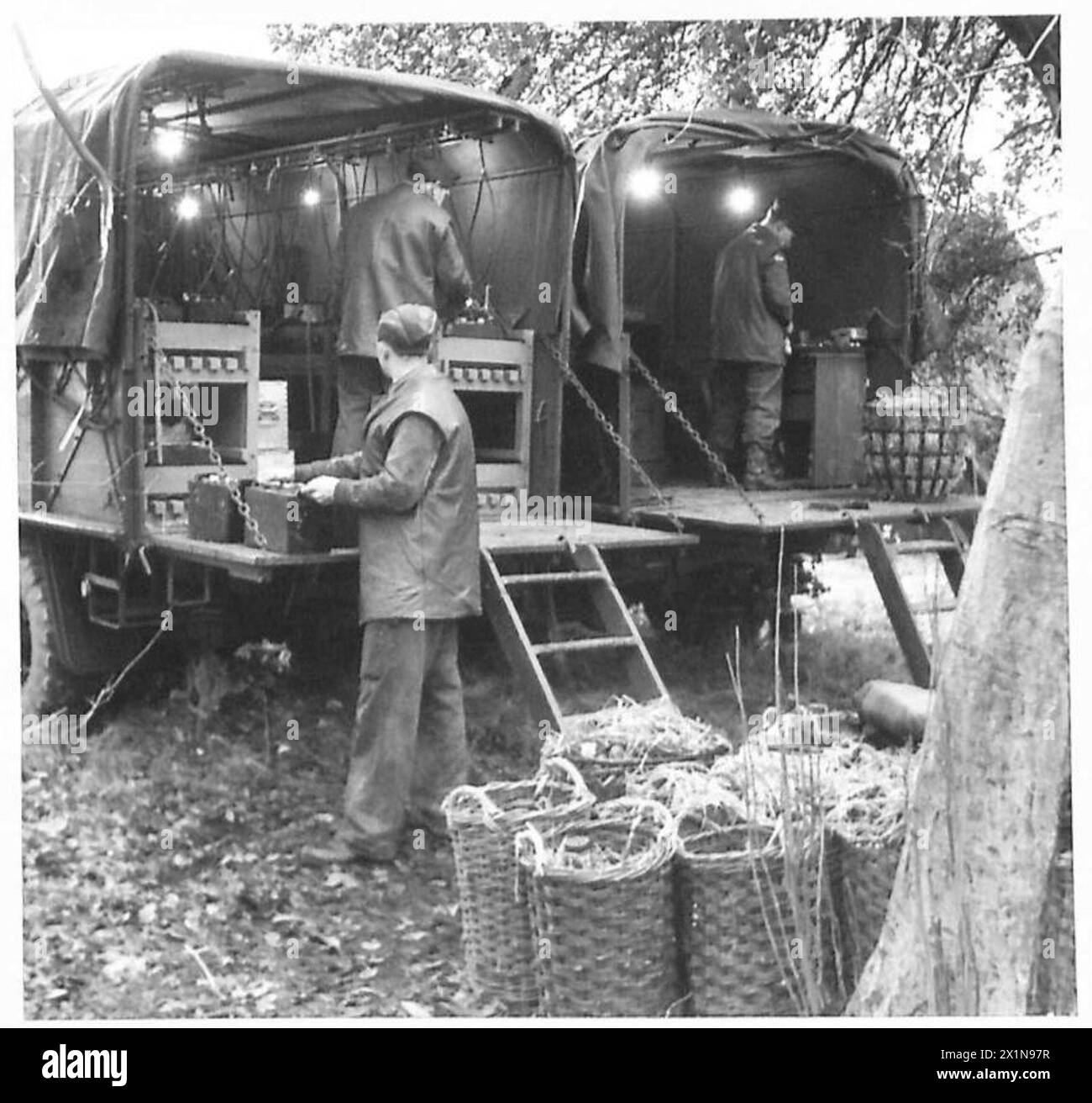 ORDNANCE FIELD PARK COMPANY - Battery charging lorries at work, British ...