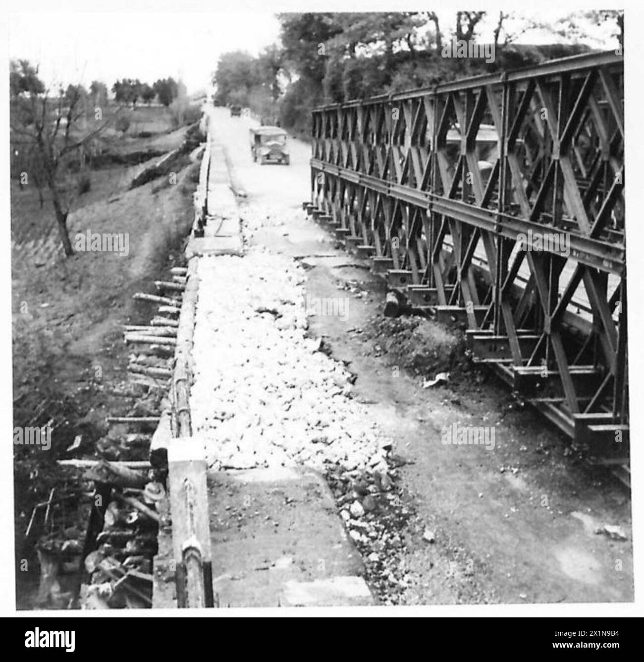 ITALY : AUTUMN FLOODS CAUSE ROAD DAMAGE - As above, view on upstream ...