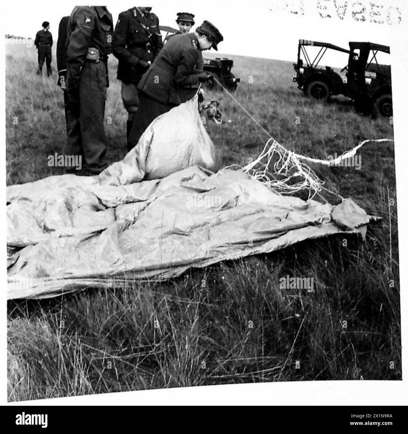 HRH the Princess Royal inspects a parachute used in an exercise during ...