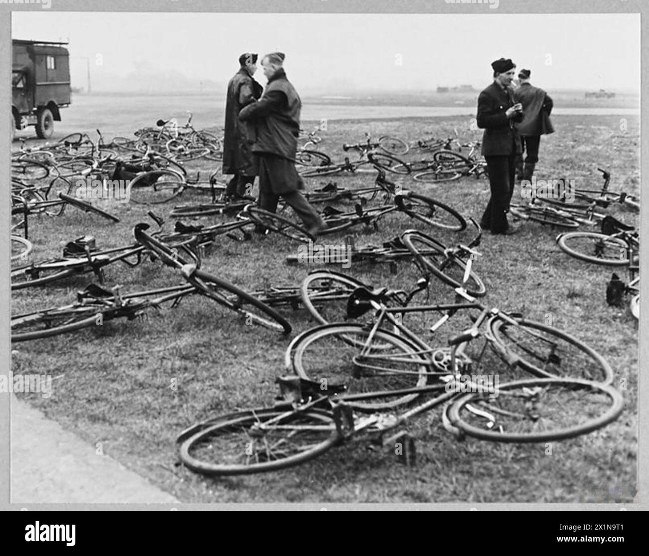 Ground staff of the RAF maintain bombers at the 'cycle park' during ...