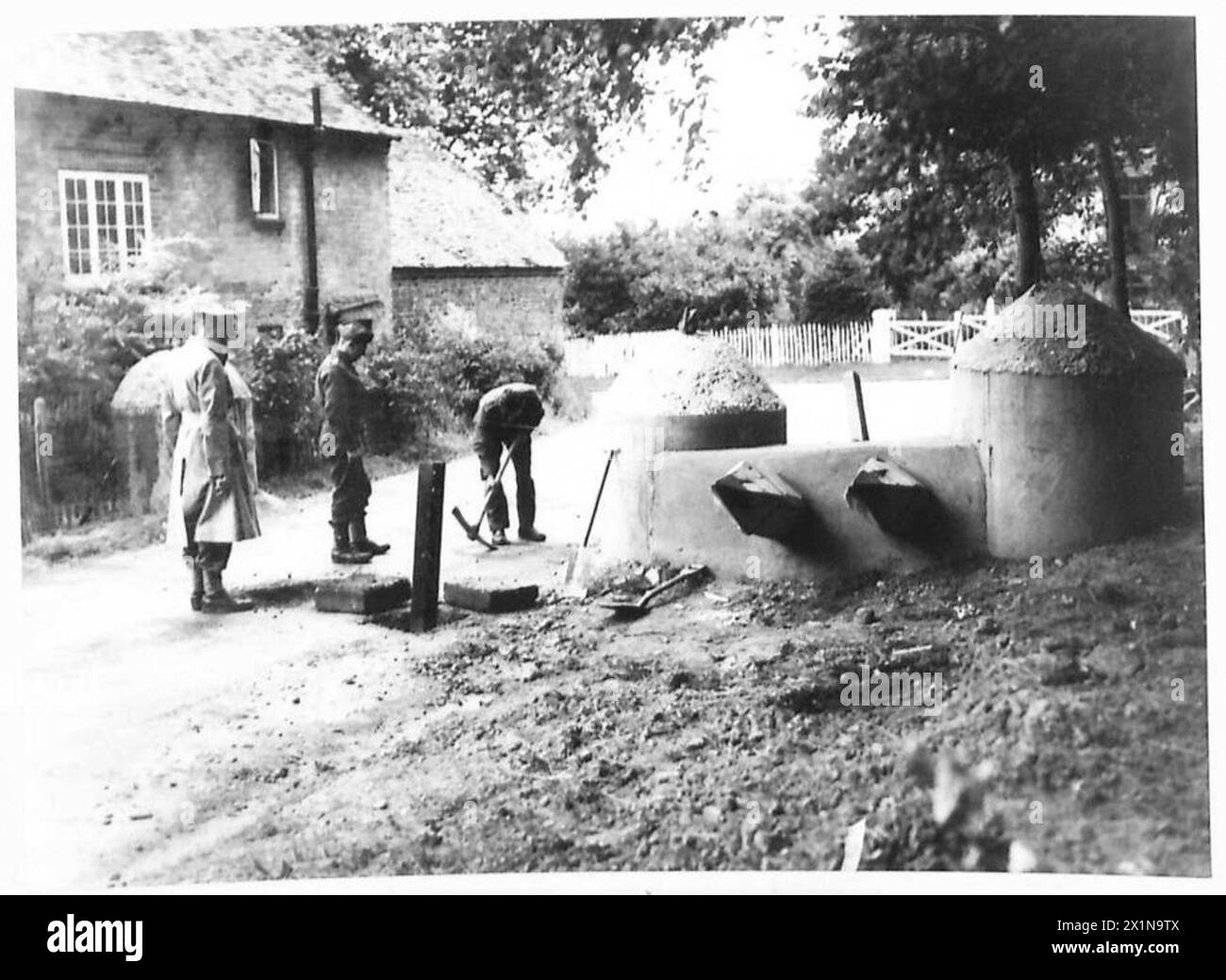 Various types of tank traps are deployed in the Farnham district by the ...