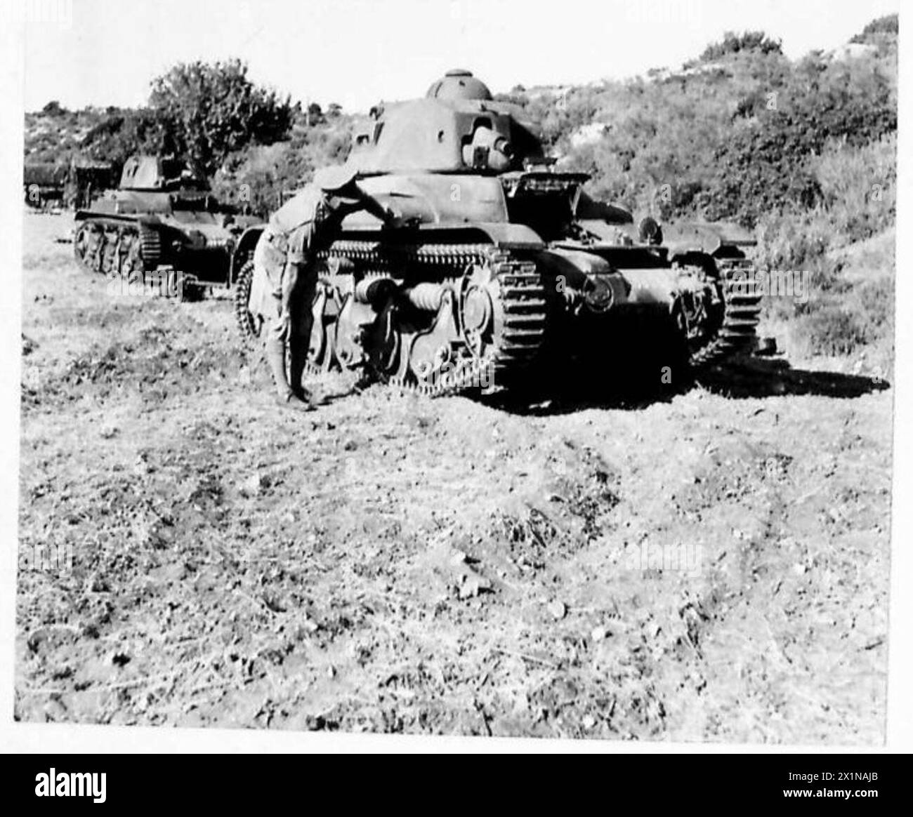 Captured French tanks are put into running order in field workshops by ...