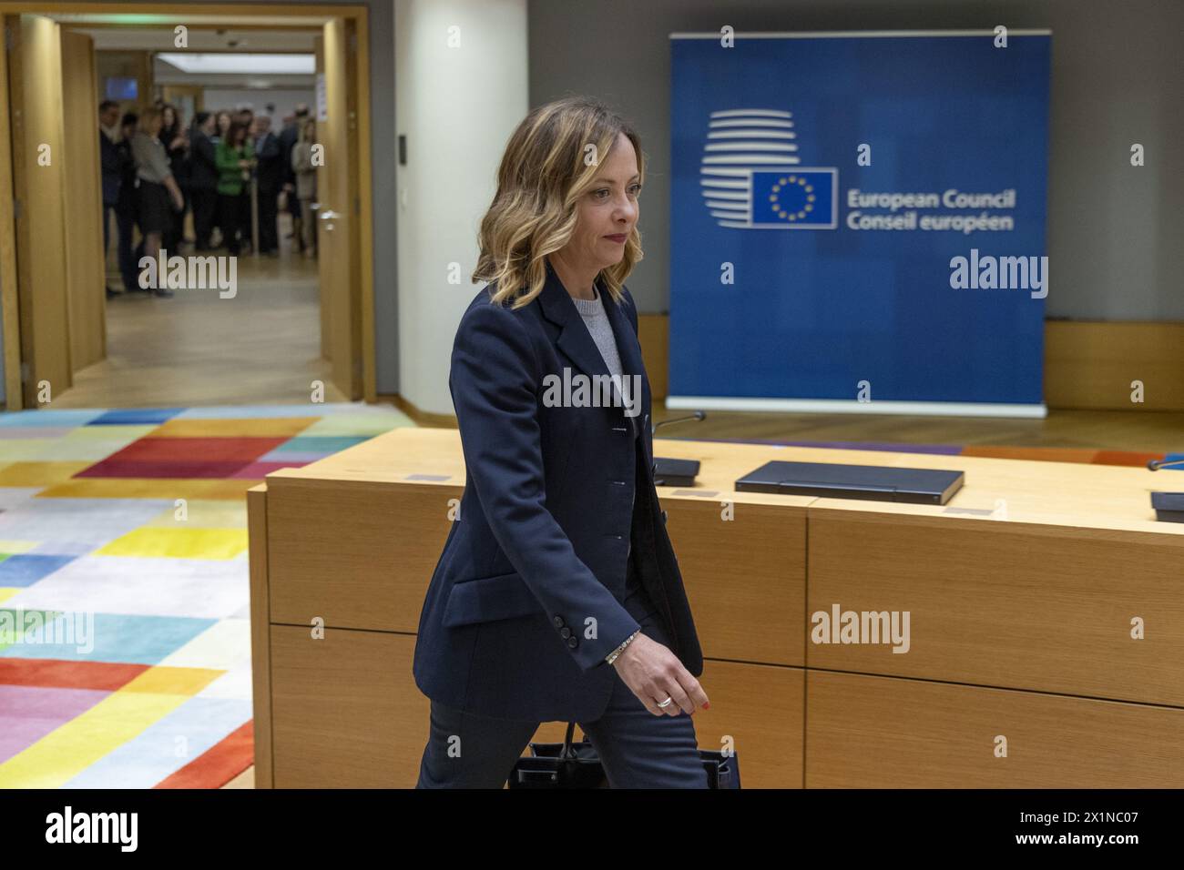 Brussels, Belgium. 17th Apr, 2024. Prime Minister of Italy Giorgia ...
