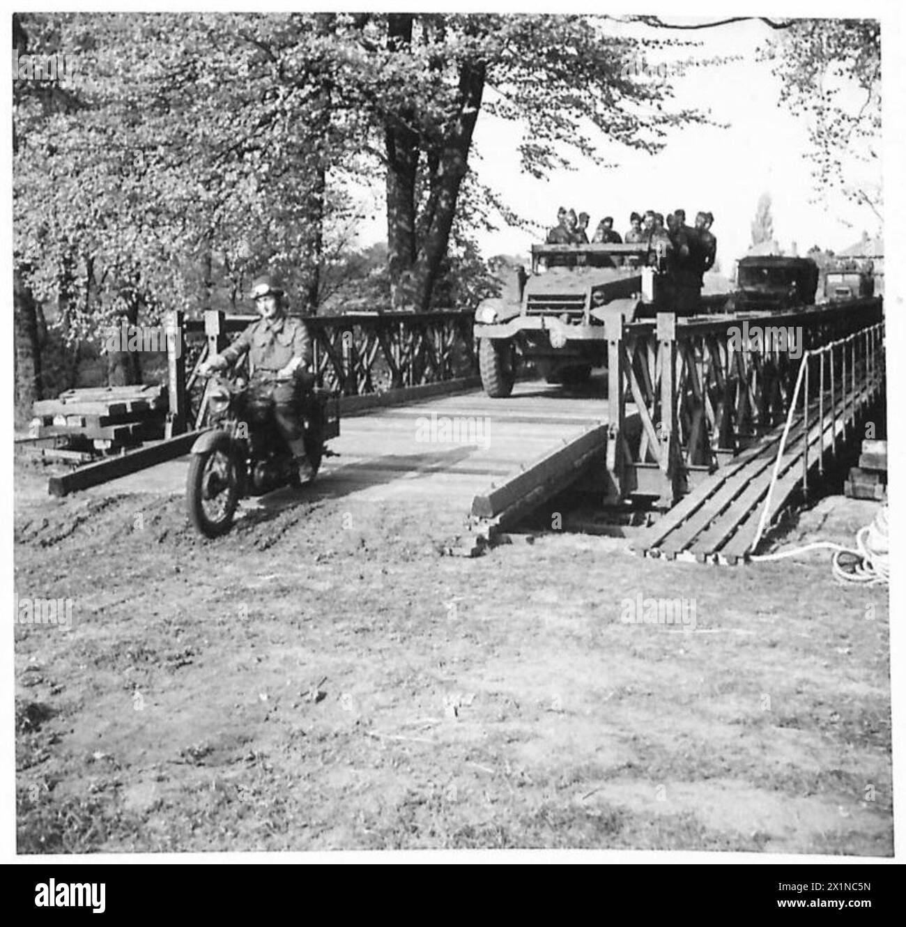 ERECTING A BAILEY BRIDGE - The complete bridge, British Army Stock ...