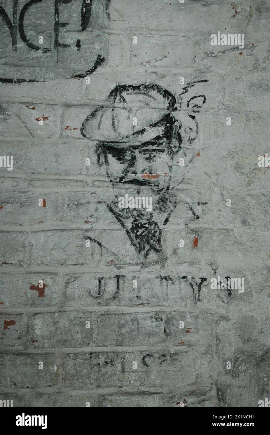 A drawing on the left wall of the bathroom in Fort XI at Stalag XXA in ...