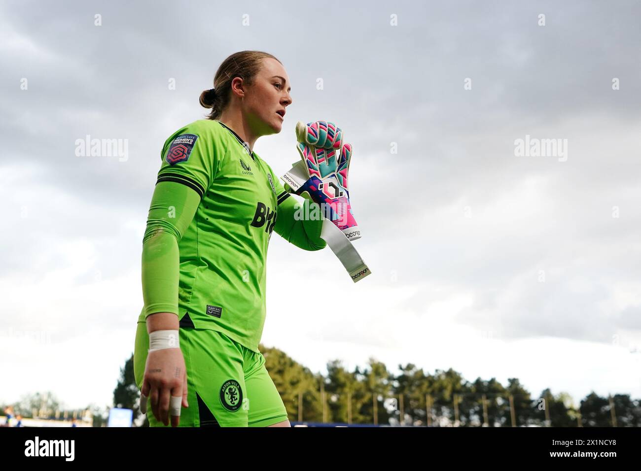 Aston villa goalkeeper anna leat leaves the pitch after being sent off ...
