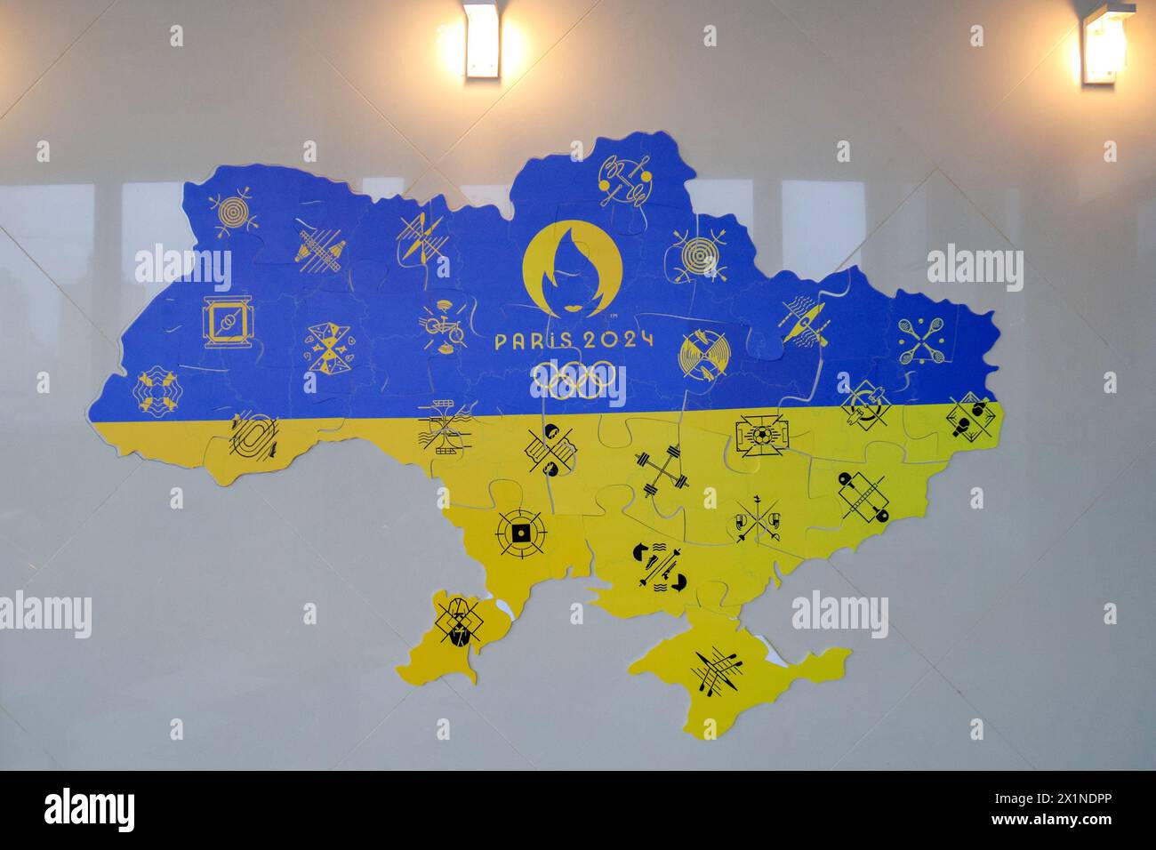 KYIV, UKRAINE - APRIL 17, 2024 - The map of Ukraine made of puzzle ...