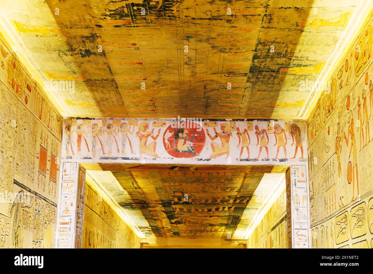 Heiroglyphics on the roof and lintle of the corridor shaft leading to ...