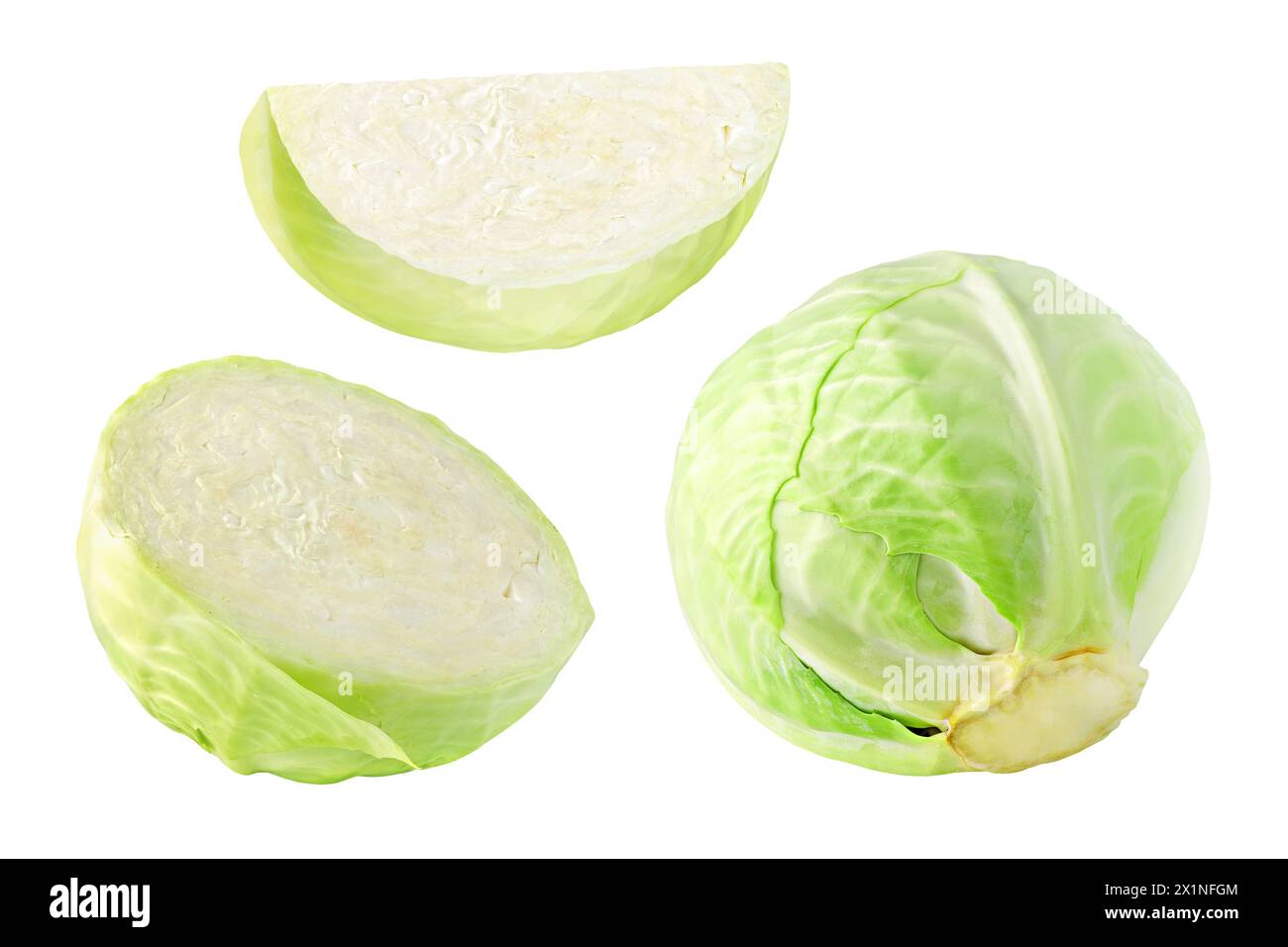 Cut and whole fresh cabbage isolated on white Stock Photo - Alamy