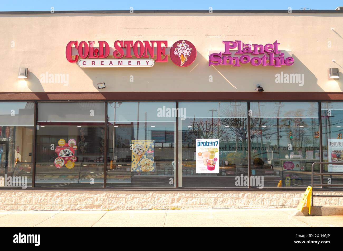 A Cold Stone Creamery and Planet Smoothie are seen in the Carle Place ...