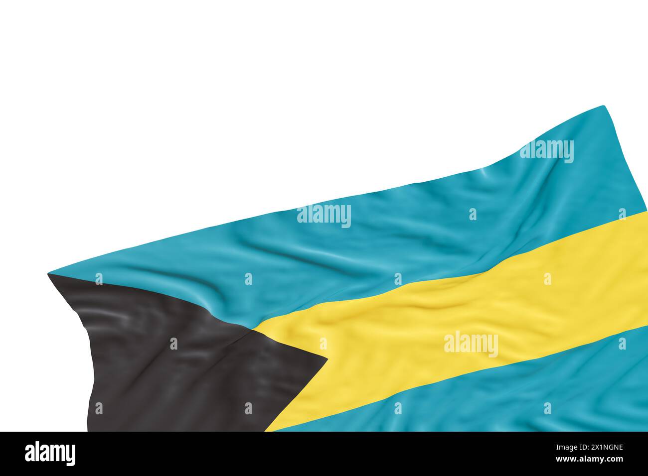 Realistic flag of Bahamas with folds, isolated on white background ...