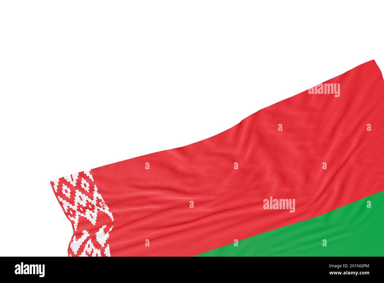 Realistic flag of Belarus with folds, isolated on white background ...