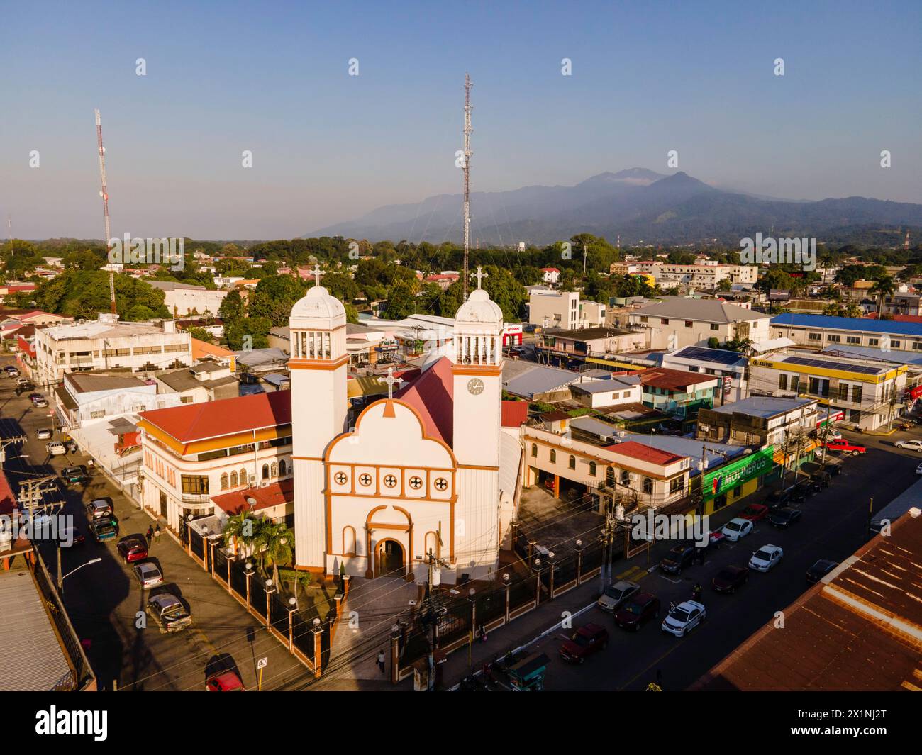Aerial photograph of the central square of La Ceiba, Honduras on a ...