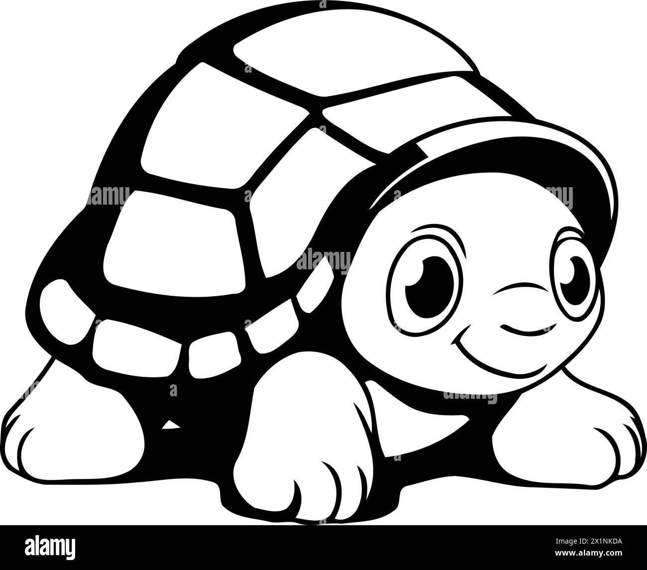 Cute cartoon turtle isolated on a white background. Vector illustration ...