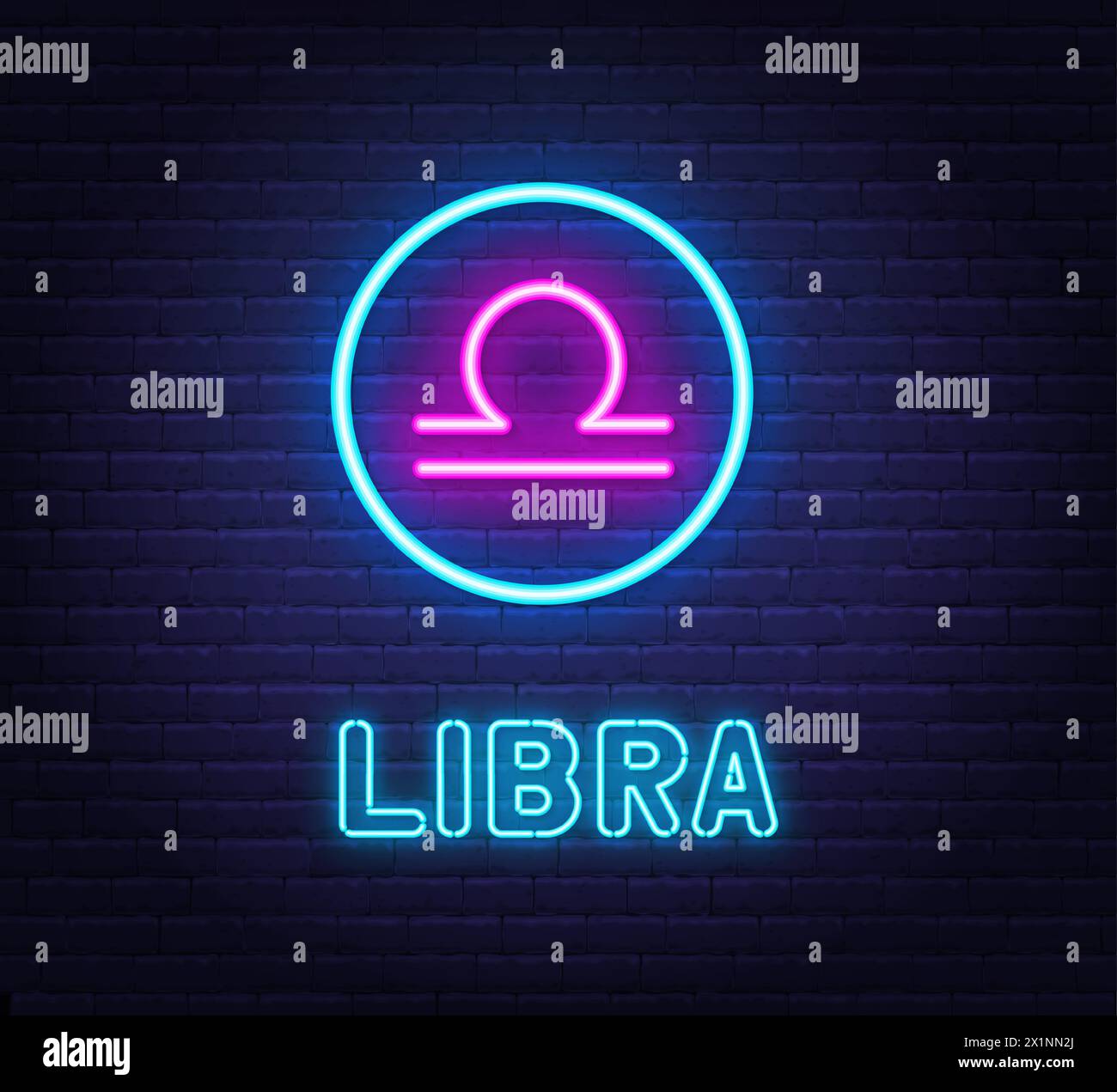 Neon Libra Sign on brick wall background Stock Vector Image & Art - Alamy