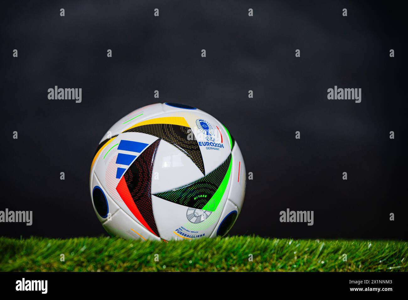LEIPZIG, GERMANY, APRIL 17, 2024: Official Adidas soccer ball ...