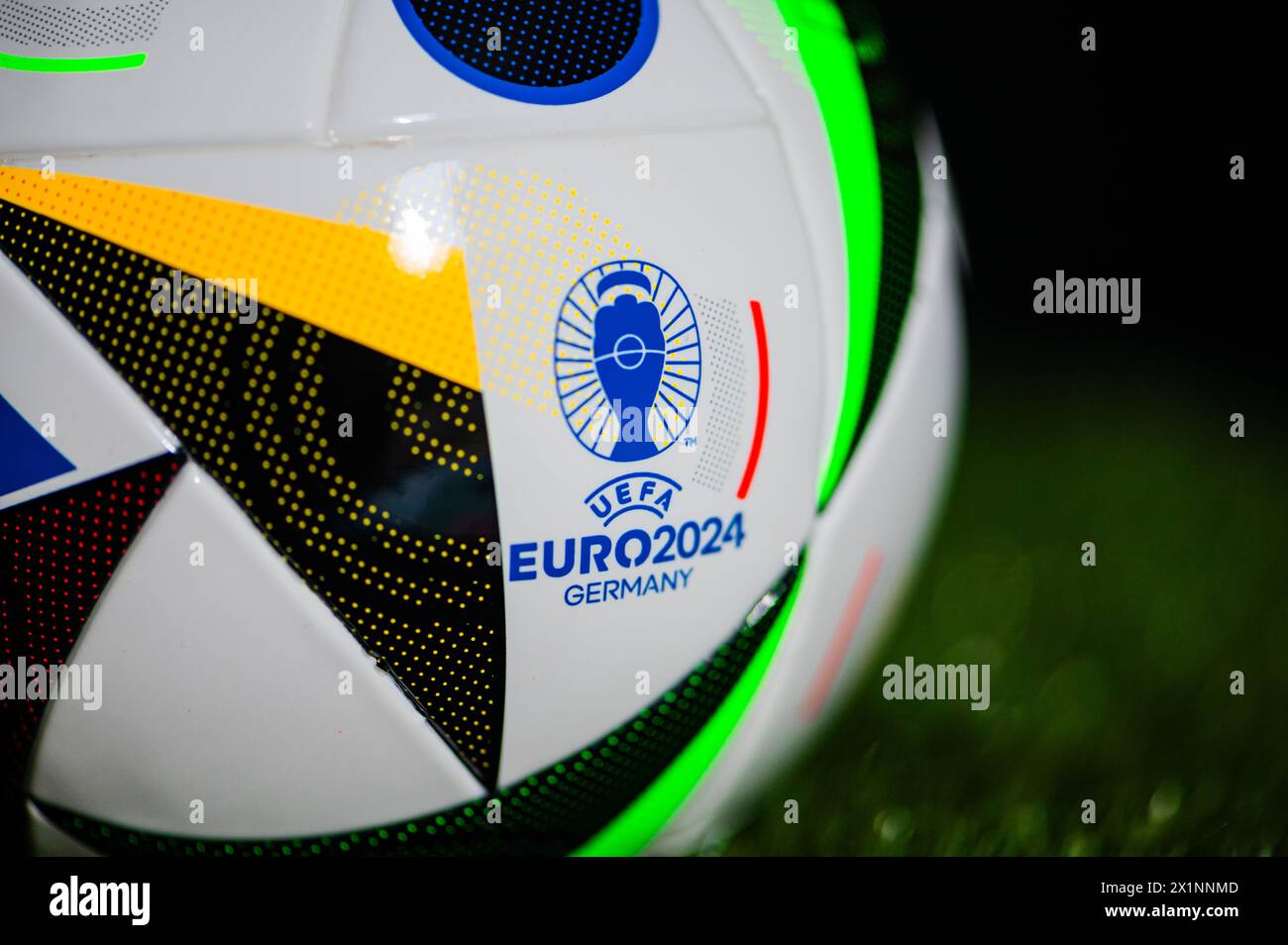 COLOGNE, GERMANY, APRIL 17, 2024: Logo of Euro 2024 in Germany. Detail ...