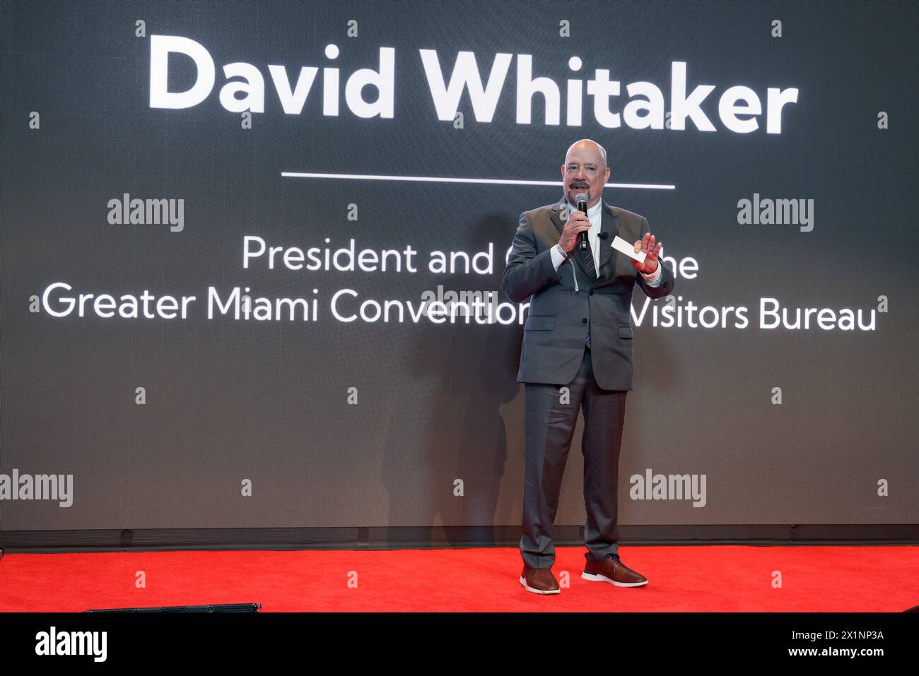 MIAMI, FLORIDA - APRIL 17: David Whitaker speaks on stage during the 25th Annual Latin GRAMMY ...