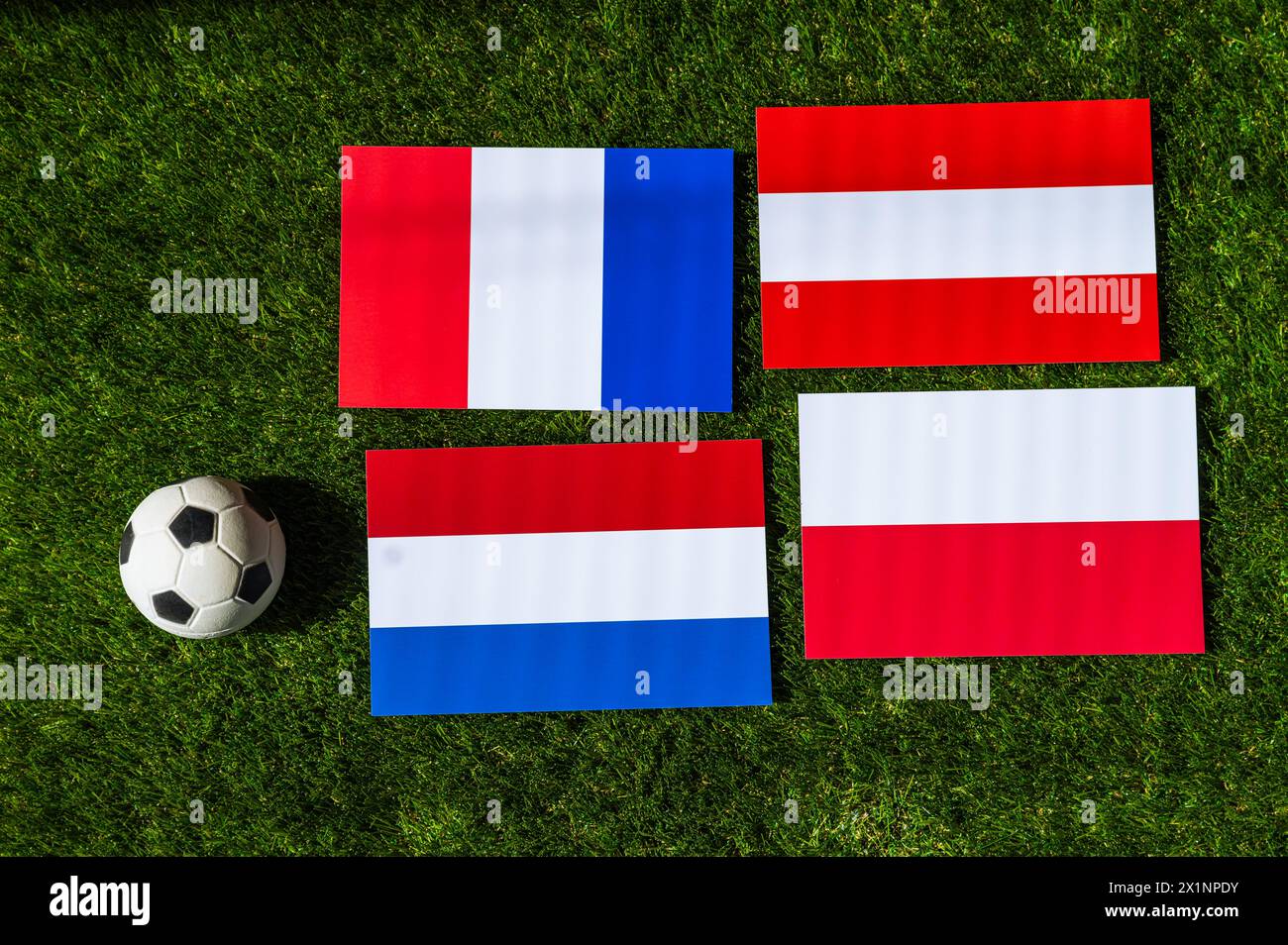 Group D at Europe football tournament in Germany in 2024. Flags of ...