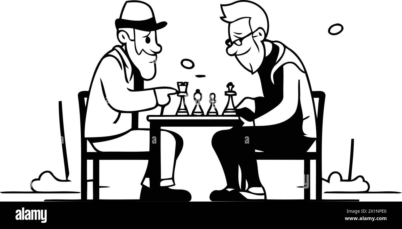 Elderly men playing chess Stock Vector Images - Alamy