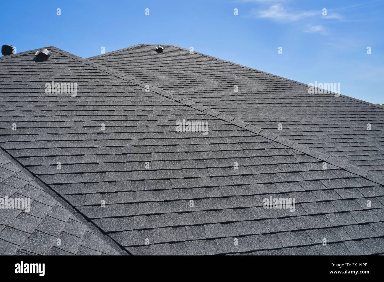 Roof of the house made of soft tiles aerial view Stock Photo - Alamy