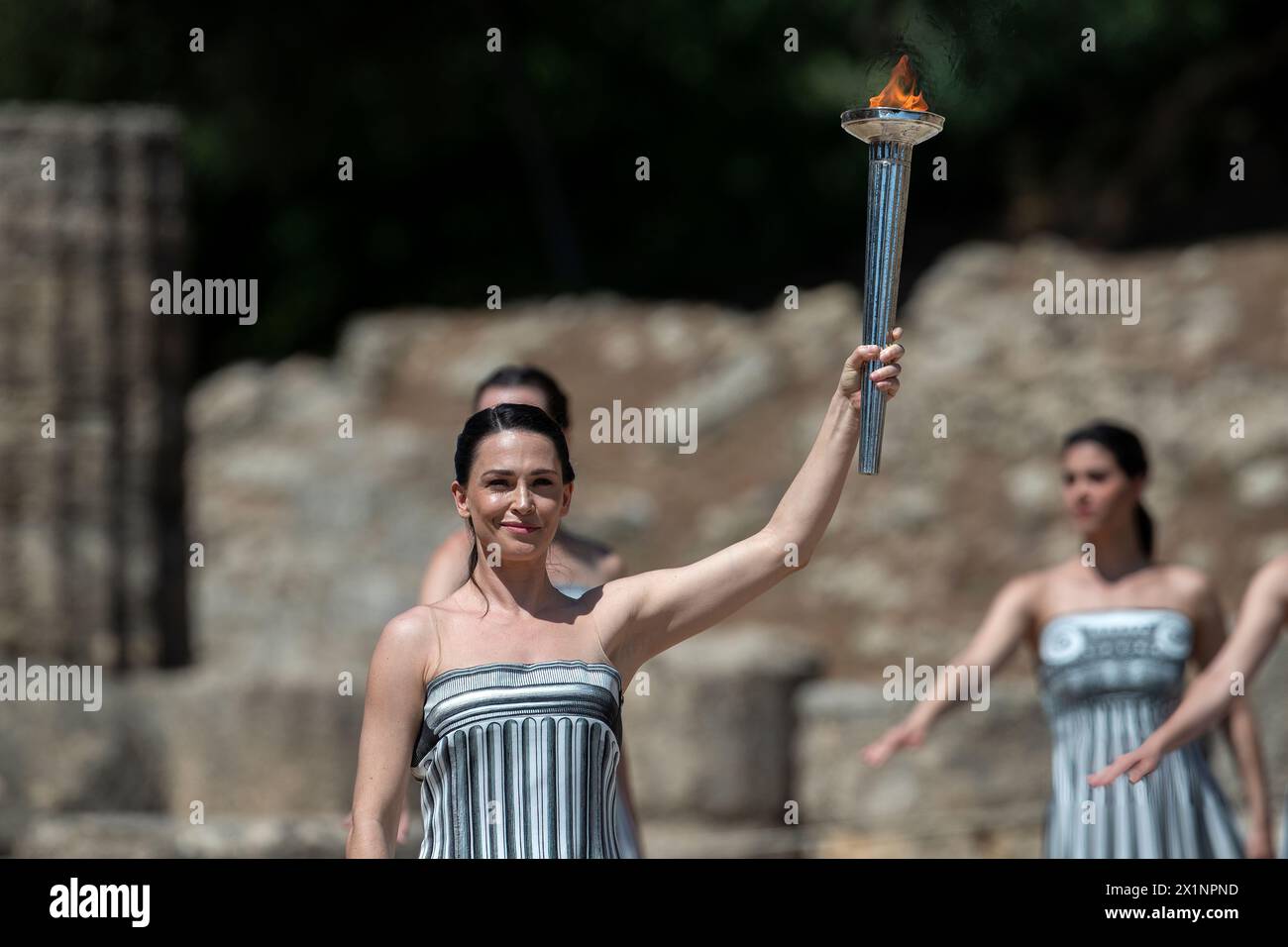 Olympia, Greece - April 15, 2024: Final dress rehearsal of the Olympic ...