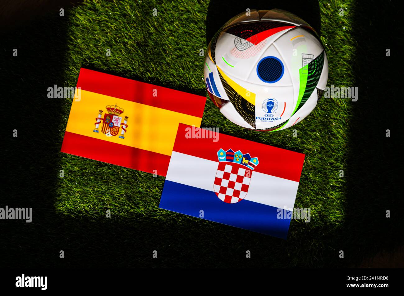 LEIPZIG, GERMANY, APRIL 17, 2024: Spain vs Croatia, Euro 2024 Group B ...