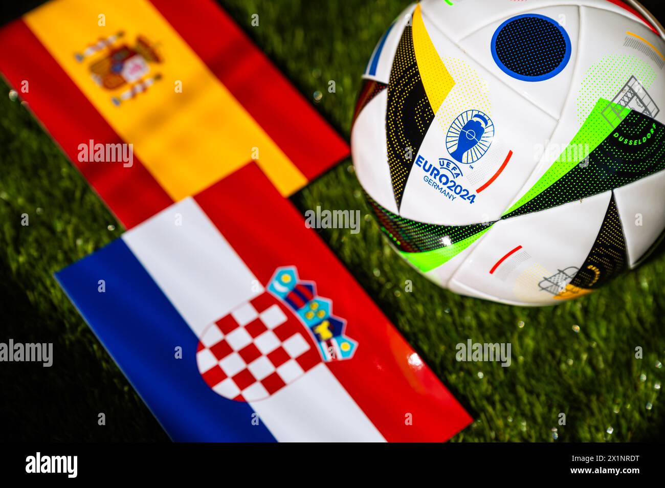 HAMBURG, GERMANY, APRIL 17, 2024:Spain vs Croatia, Euro 2024 Group B ...