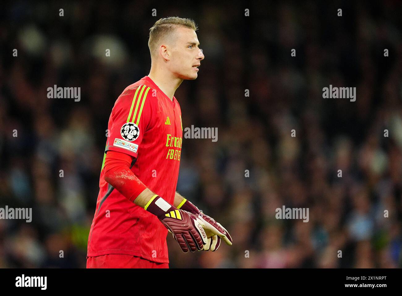 Real Madrid's Andriy Lunin during the UEFA Champions League quarter ...