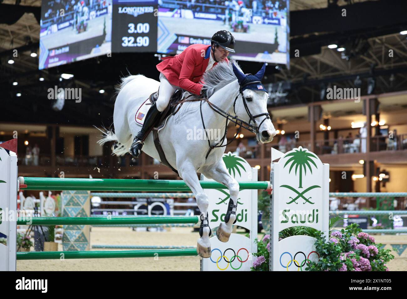 Devin Ryan of the United States with Eddie Blue during the Longines FEI ...