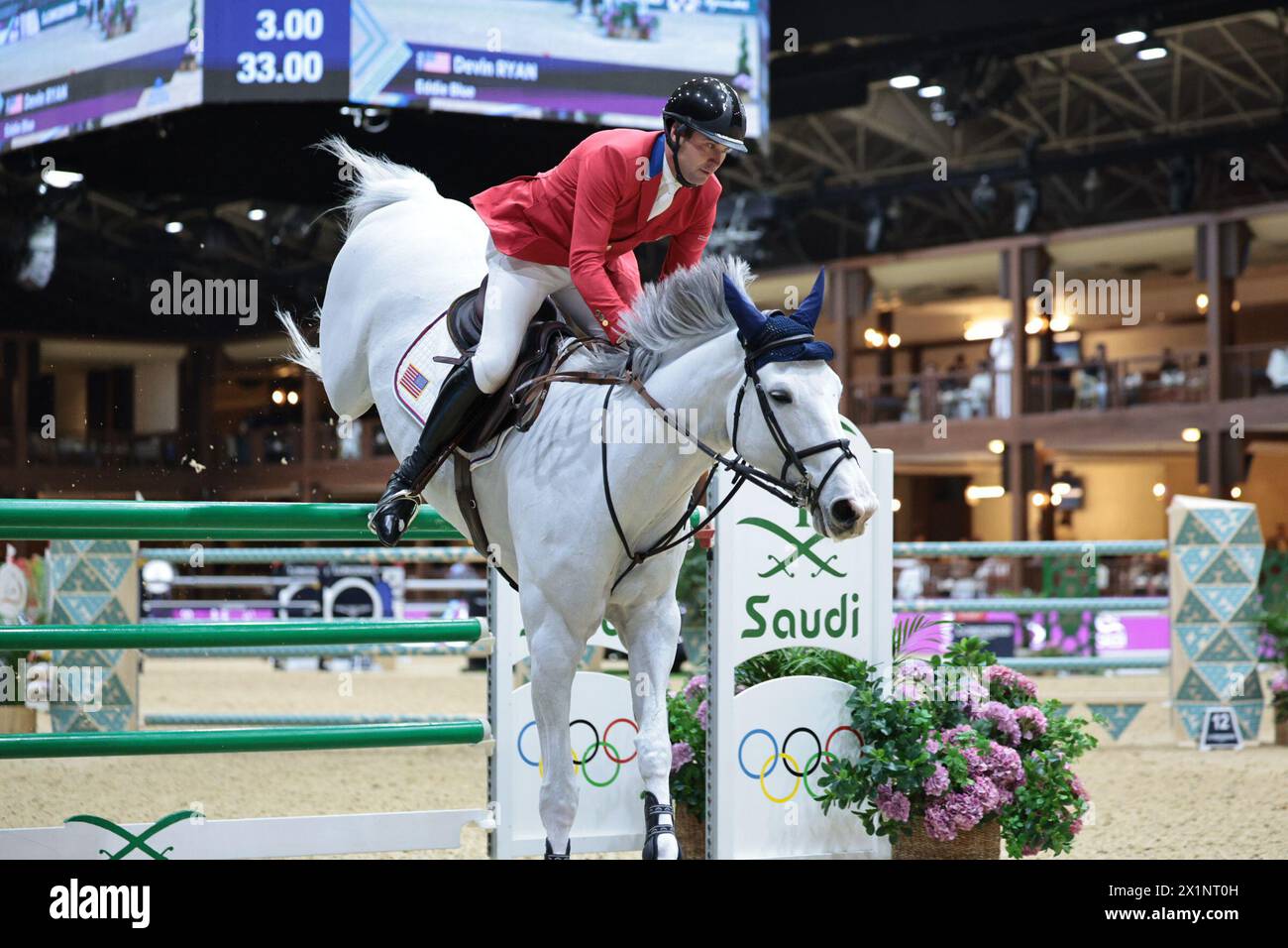 Devin Ryan of the United States with Eddie Blue during the Longines FEI ...