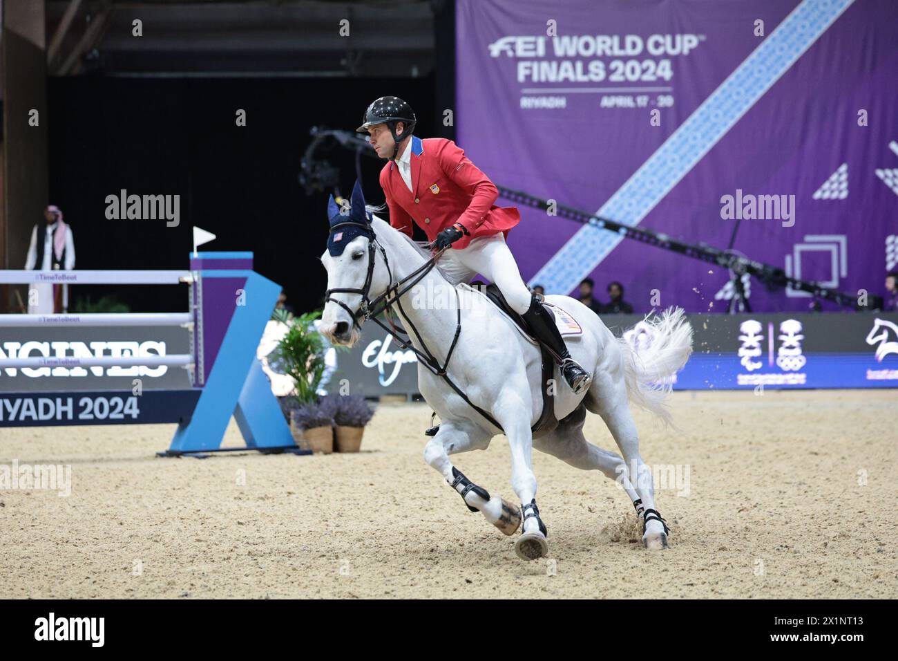 Devin Ryan of the United States with Eddie Blue during the Longines FEI ...