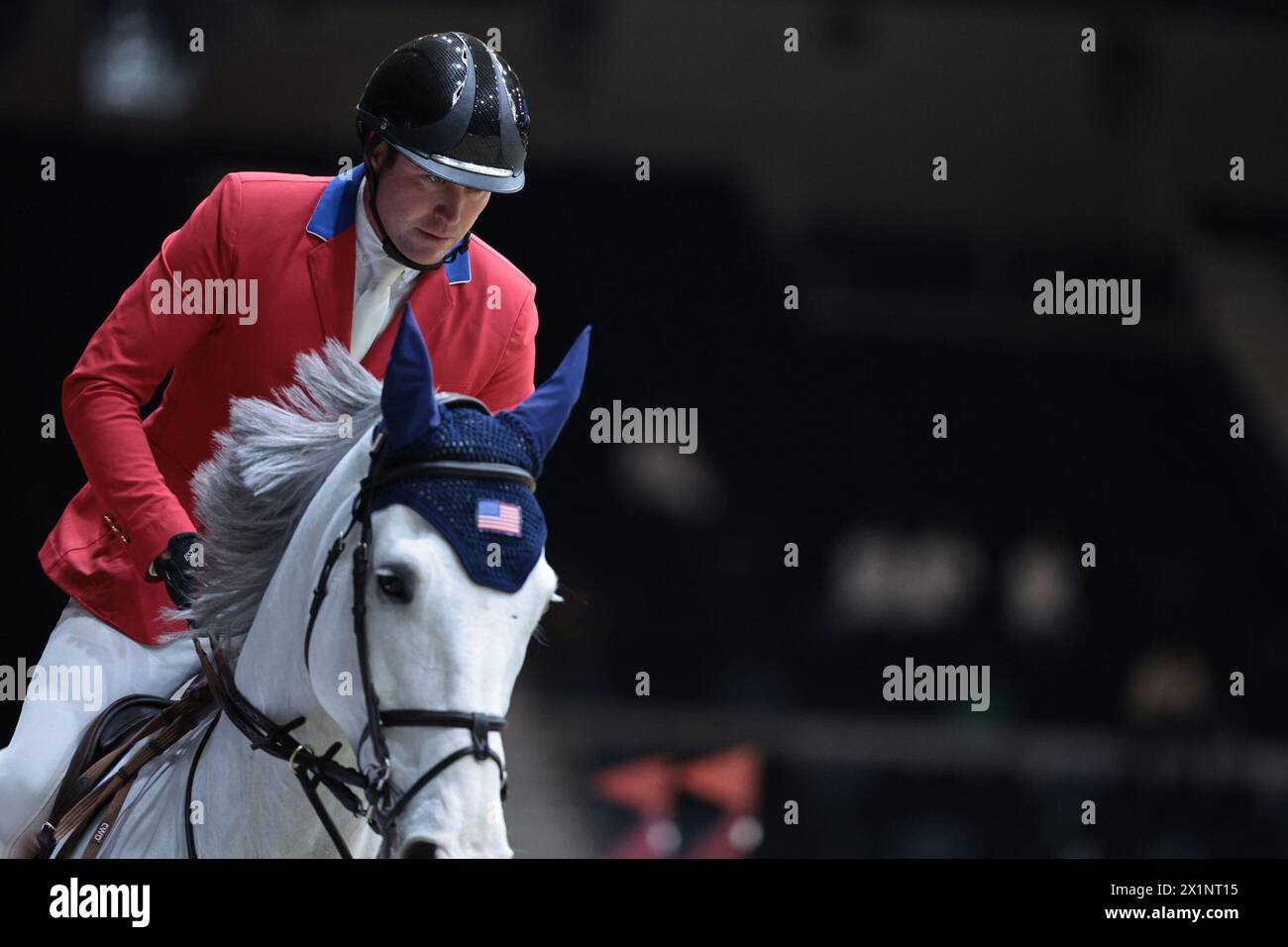 Devin Ryan of the United States with Eddie Blue during the Longines FEI ...
