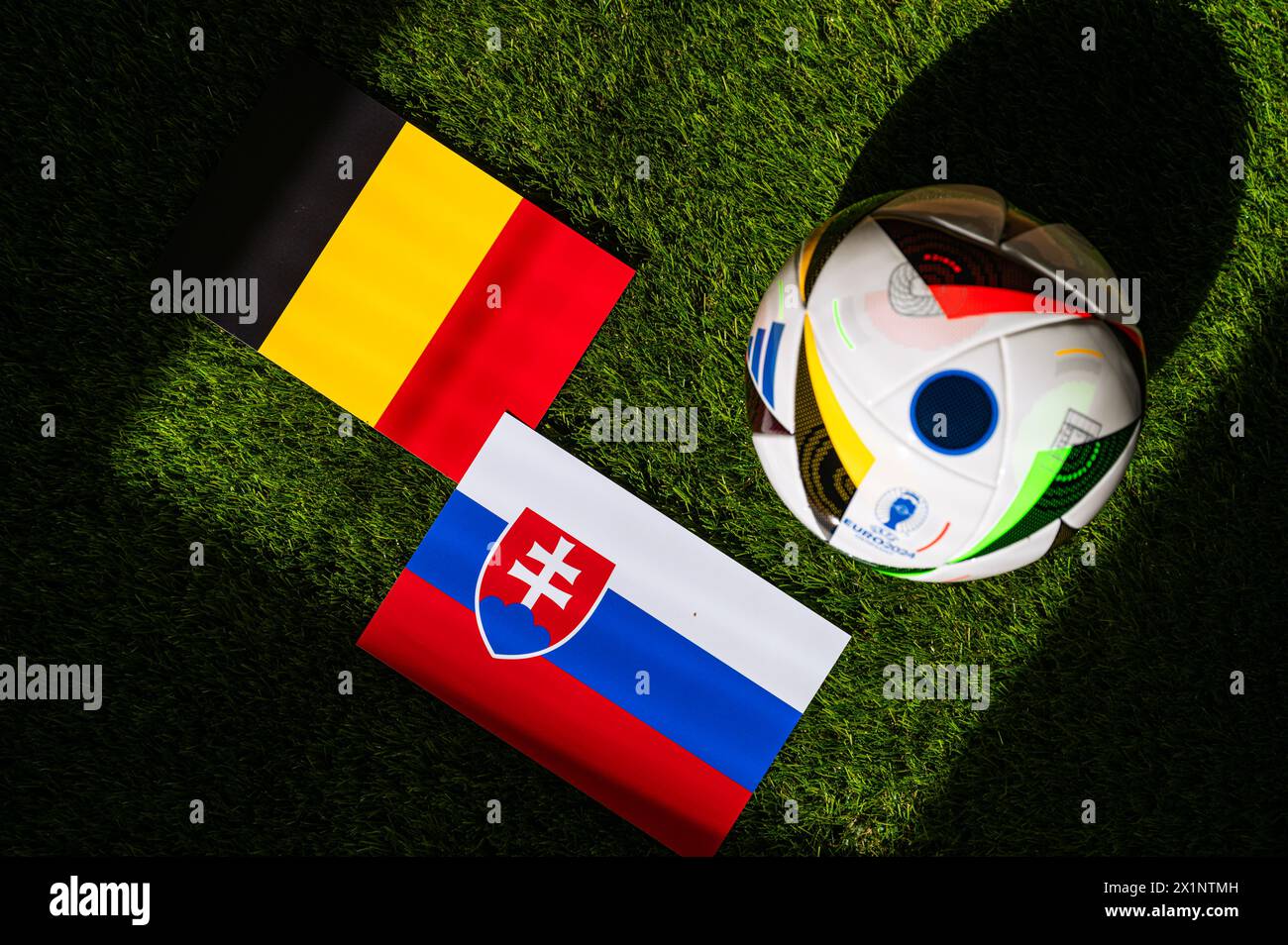 MUNICH, GERMANY, APRIL 17, 2024: Belgium vs Slovakia, Euro 2024 Group E ...