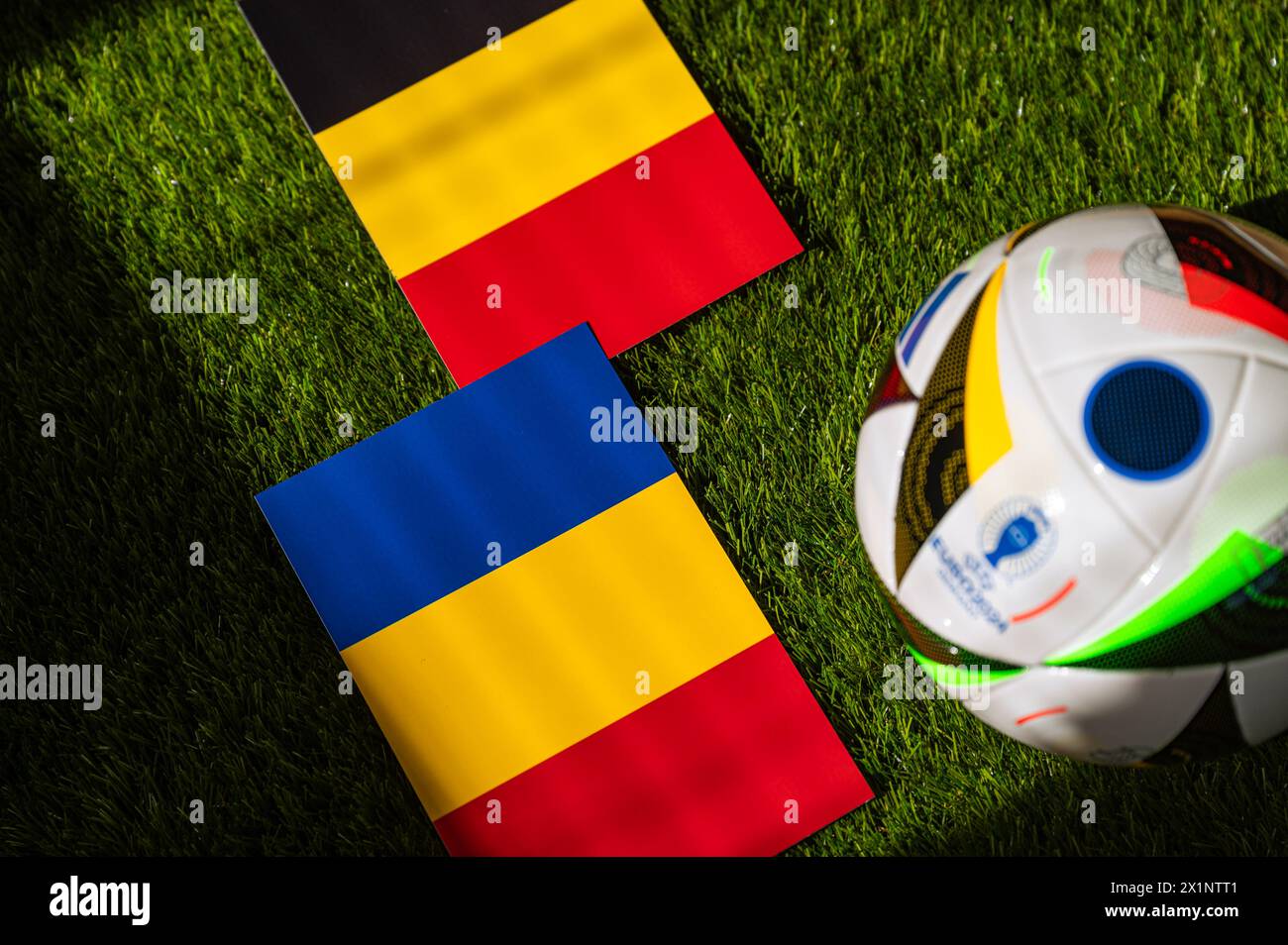 LEIPZIG, GERMANY, APRIL 17, 2024: Belgium vs Romania, Euro 2024 Group E ...