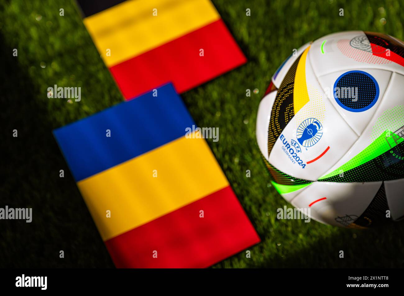 MUNICH, GERMANY, APRIL 17, 2024: Belgium vs Romania, Euro 2024 Group E ...