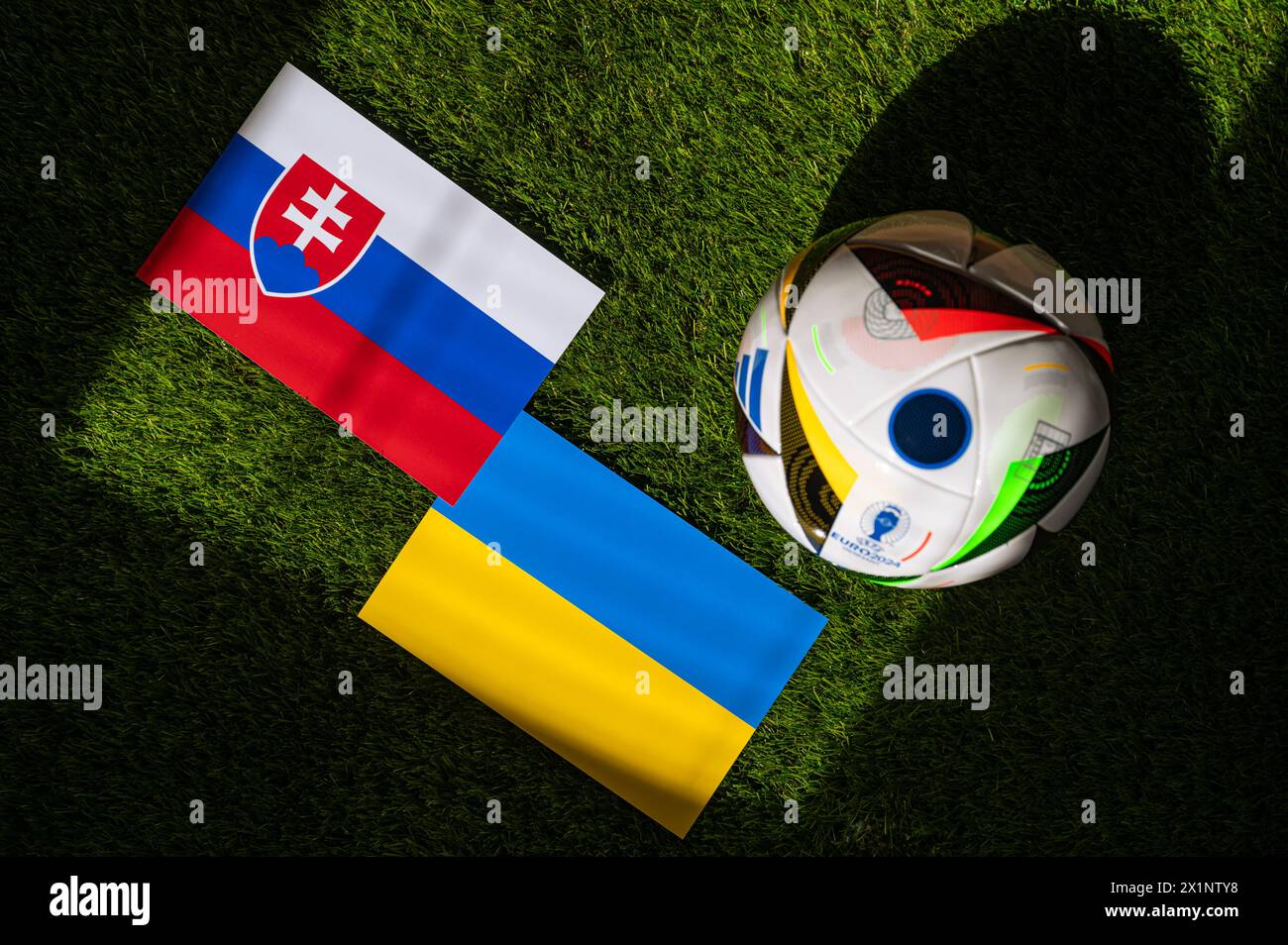 HAMBURG, GERMANY, APRIL 17, 2024: Slovakia vs Ukraine, Euro 2024 Group ...