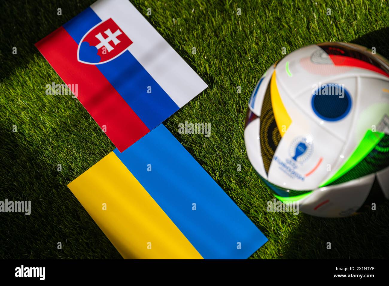 MUNICH, GERMANY, APRIL 17, 2024: Slovakia vs Ukraine, Euro 2024 Group E ...