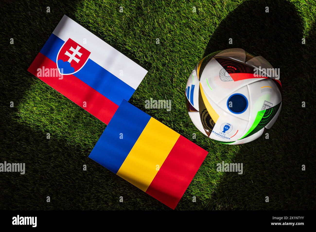 BERLIN, GERMANY, APRIL 17, 2024: Slovakia vs Romania, Euro 2024 Group E ...