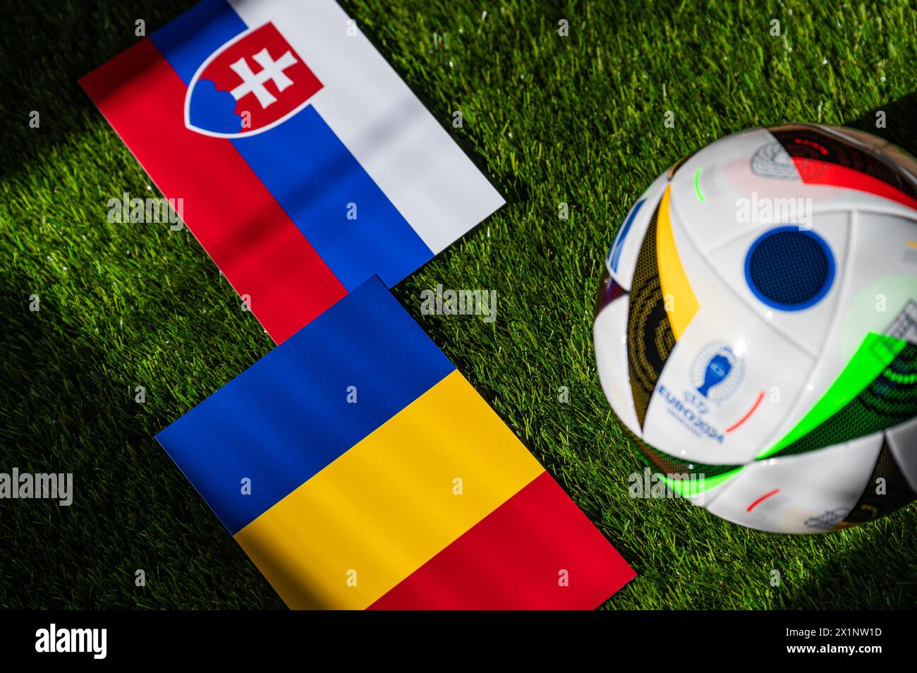 HAMBURG, GERMANY, APRIL 17, 2024: Slovakia vs Romania, Euro 2024 Group ...