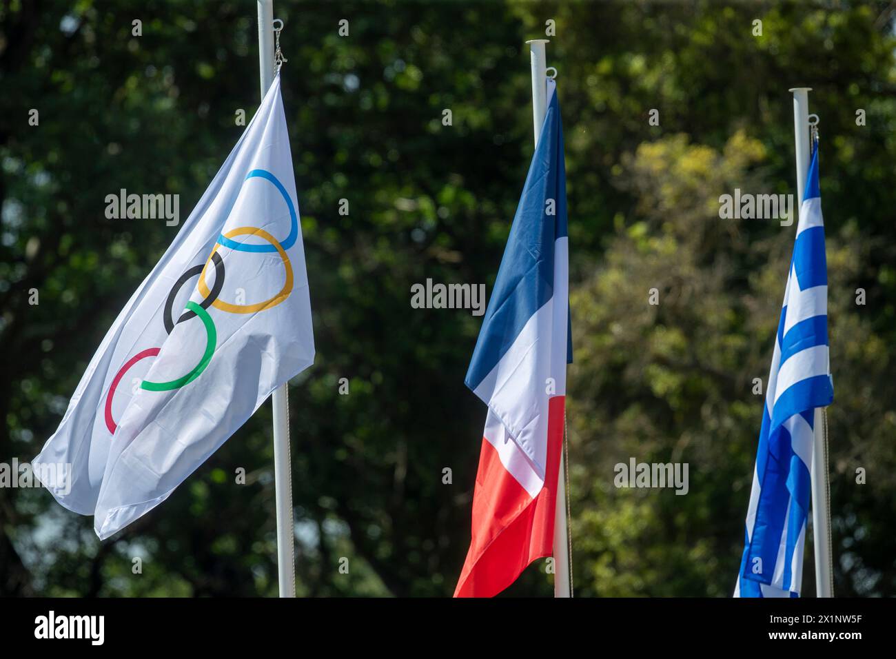 Olympia, Greece - April 15, 2024: Final dress rehearsal of the Olympic ...