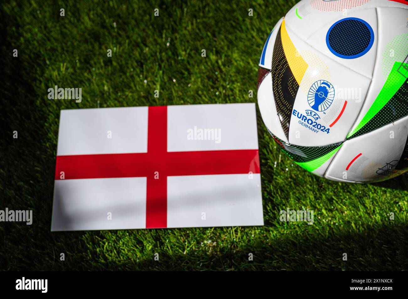 BERLIN, GERMANY, APRIL 17, 2024: England national flag and official ...