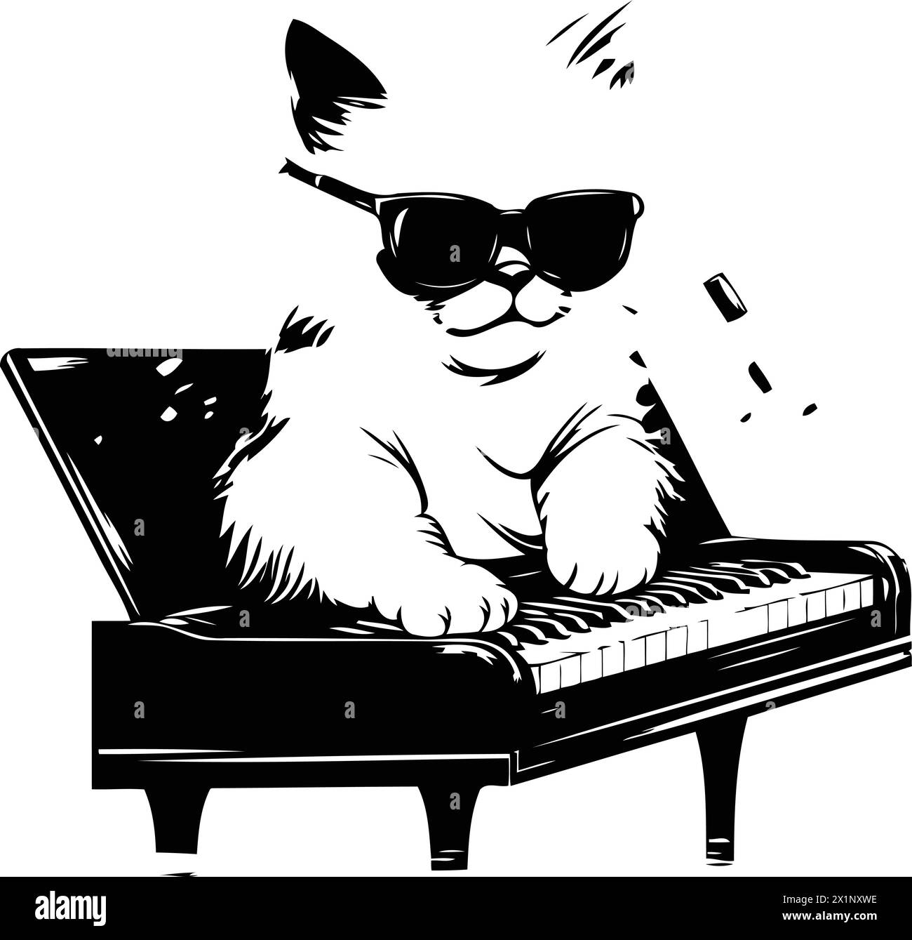 Cat piano Stock Vector Images - Alamy