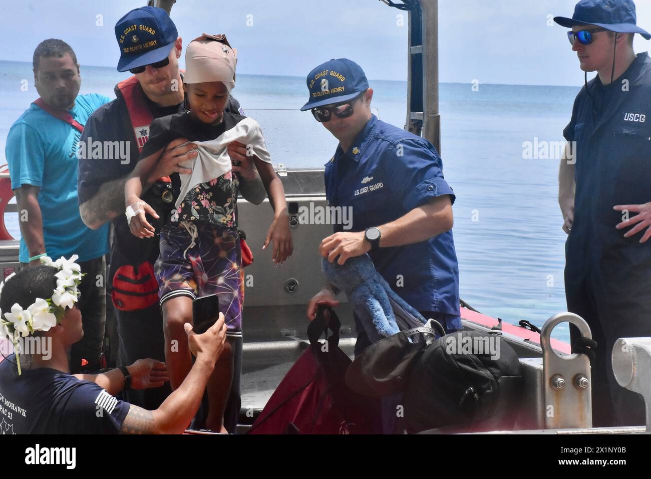 Woleai, Micronesia, Federated States Of. 12 April, 2024. The crew of ...